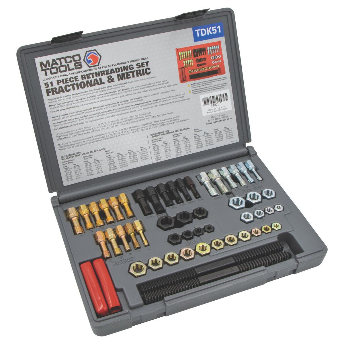 51 PIECE RETHREADING TAP & DIE SET TDK51 | Matco Tools