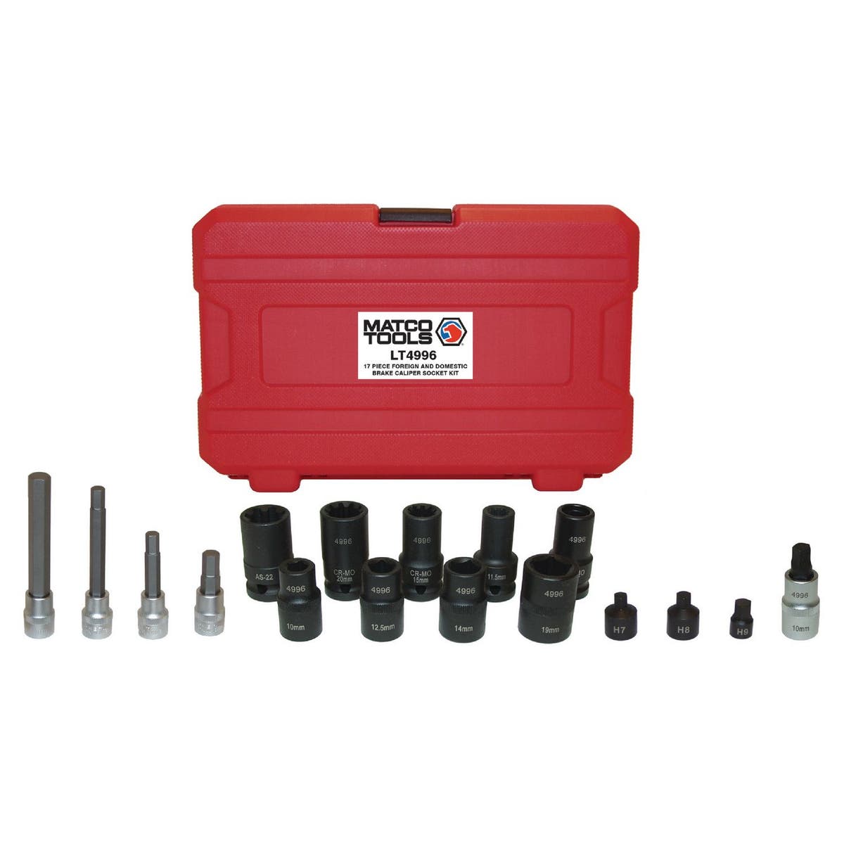 1/4", 3/8" & 1/2" DRIVE 17 PIECE FOREIGN AND DOMESTIC BRAKE CALIPER ...