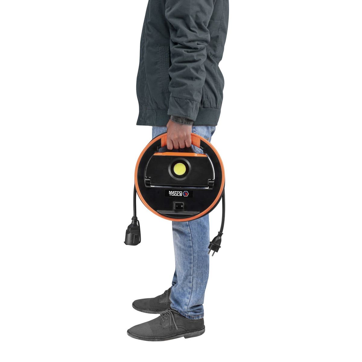 4,000 LUMENS COB FLOODLIGHT WITH CABLE REEL-ORANGE MWLCR4 | Matco Tools