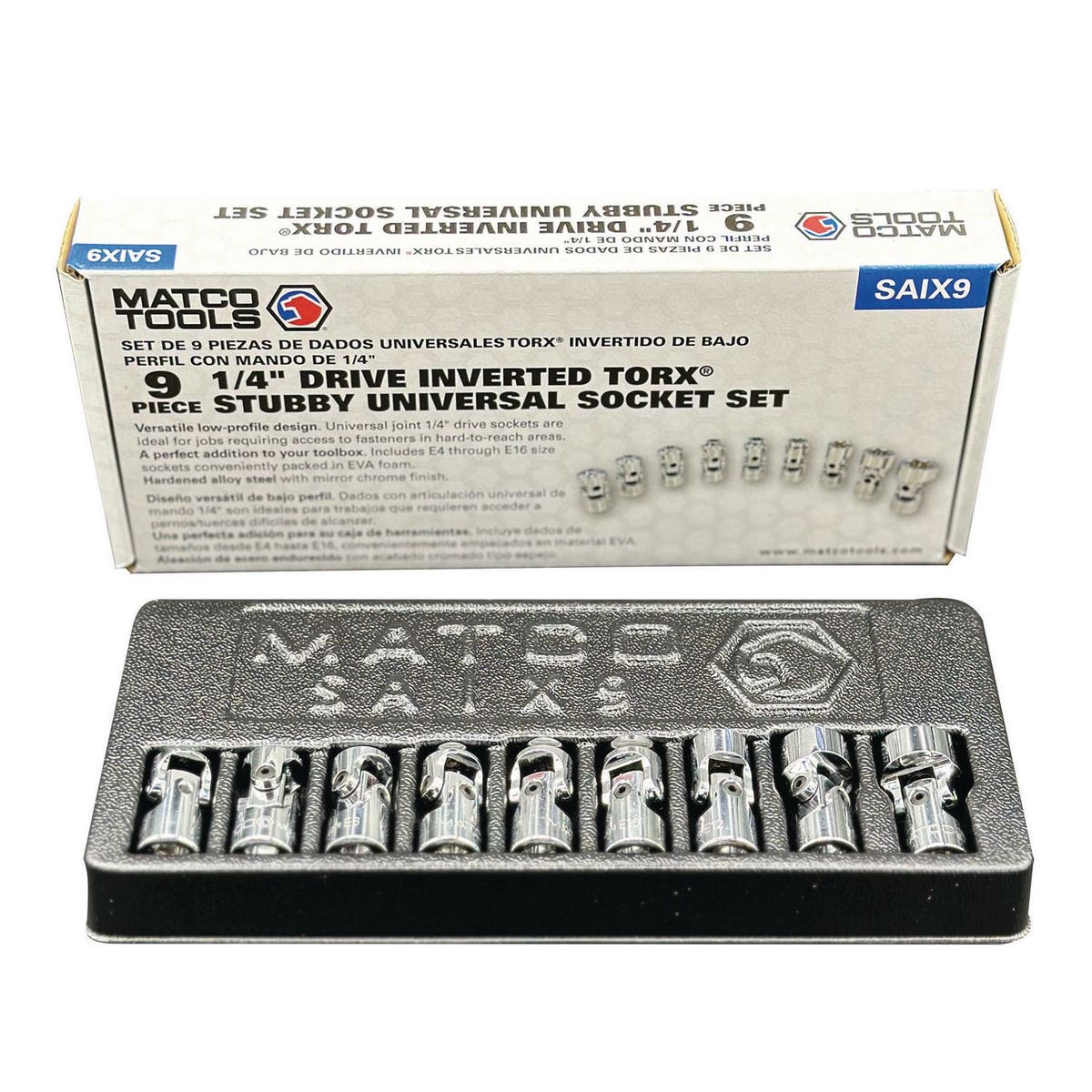 1/4'' DRIVE 9 PIECE INVERTED TORX® STUBBY UNIVERSAL SOCKET SET SAIX9 ...