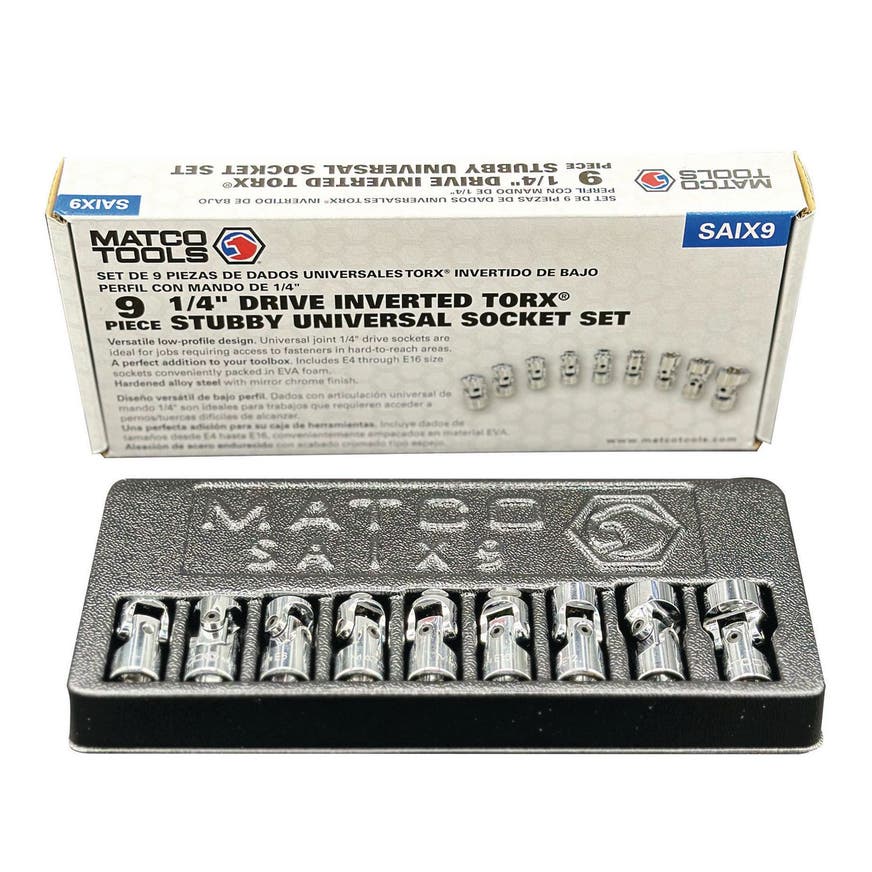 1/4'' DRIVE 9 PIECE INVERTED TORX® STUBBY UNIVERSAL SOCKET SET SAIX9 ...