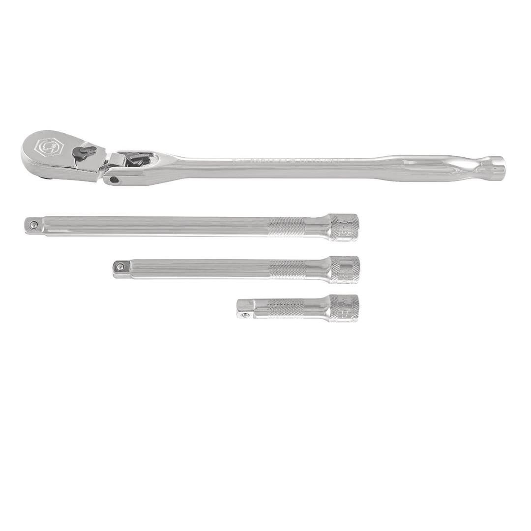 3/8" DRIVE 4 PIECE 12" EIGHTY8 TOOTH LOCKING FLEX RACHET WITH CHROME ...