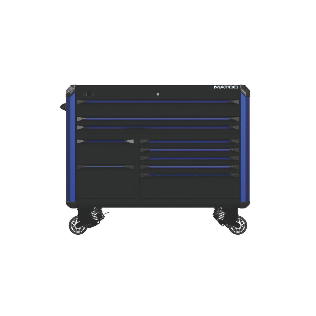 REVEL DOUBLE BAY 28" TOOLBOX CRINKLE BLACK WITH BLUE TRIM R228TB-KKD ...