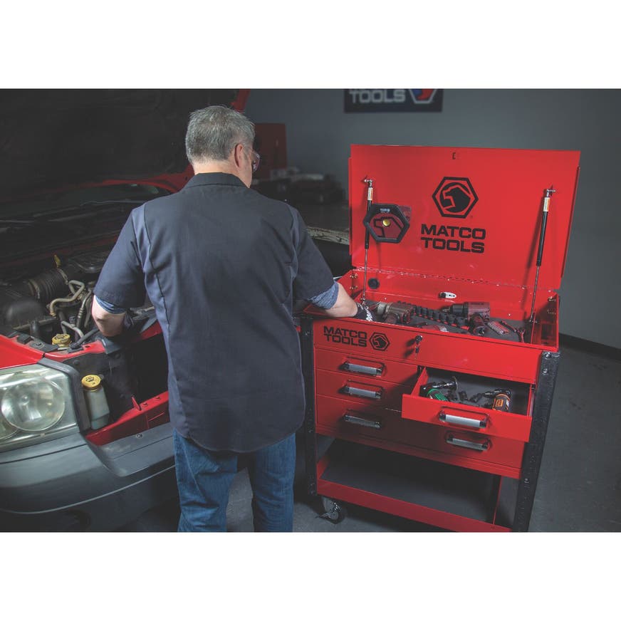 35" x 21" MSC4 ROLLING TOOL CART (RED/CHROME) MSC4RQP | Matco Tools