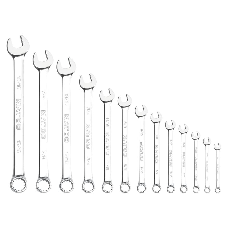 13 PIECE STANDARD SAE COMBINATION WRENCH SET SMC132K | Matco Tools