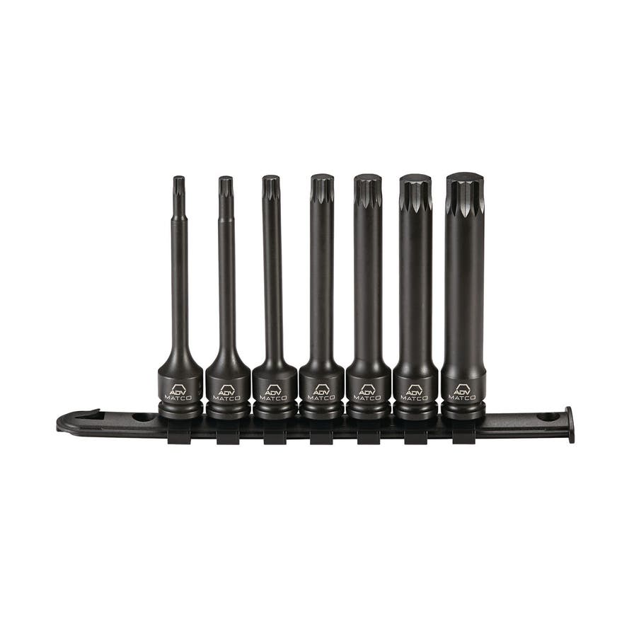 3/8" DRIVE 7 PIECE 4" LONG IMPACT ADV TRIPLE SQUARE BIT SET SBPQLM7V ...