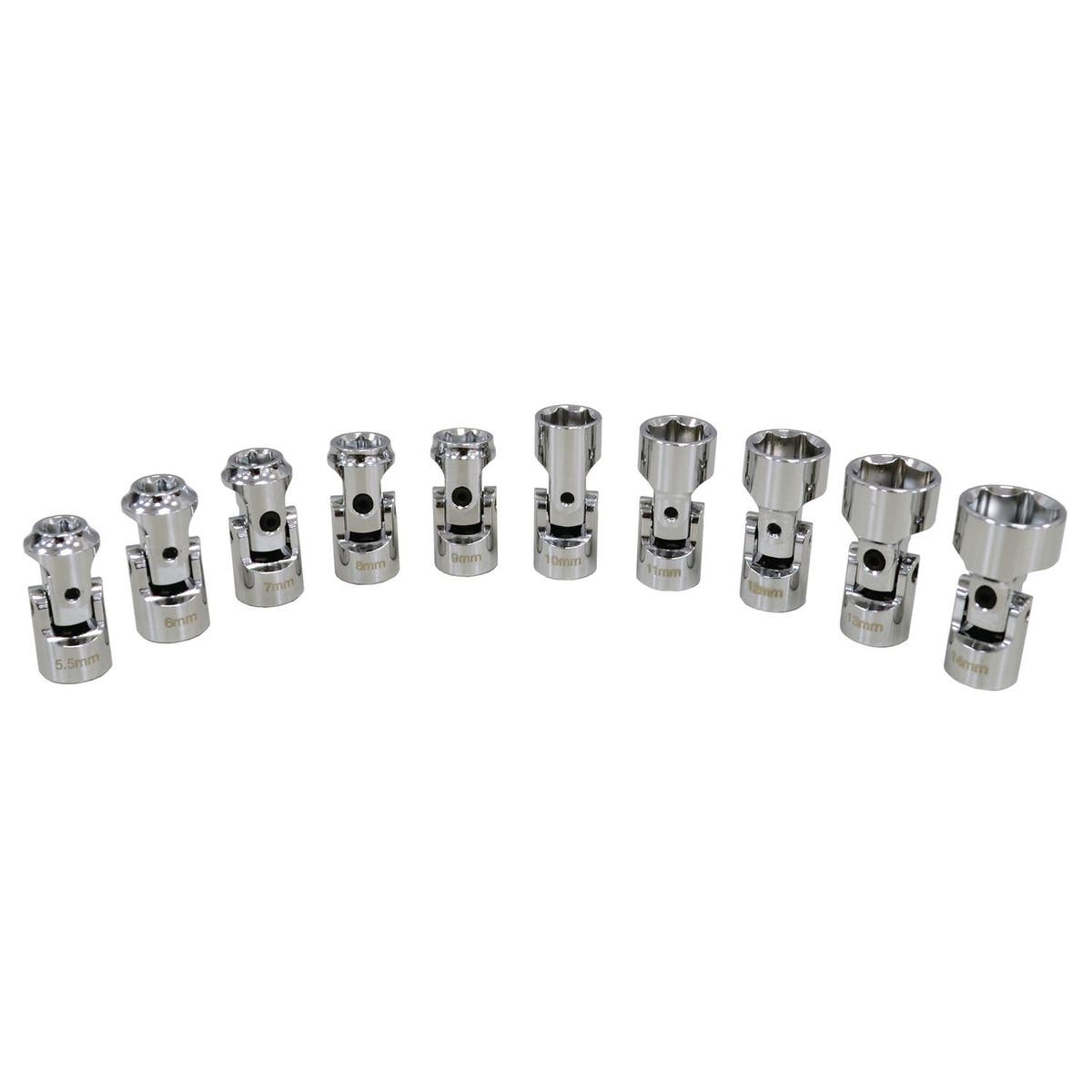 1/4'' DRIVE 10 PIECE METRIC 6 POINT STUBBY UNIVERSAL SOCKET SET ...