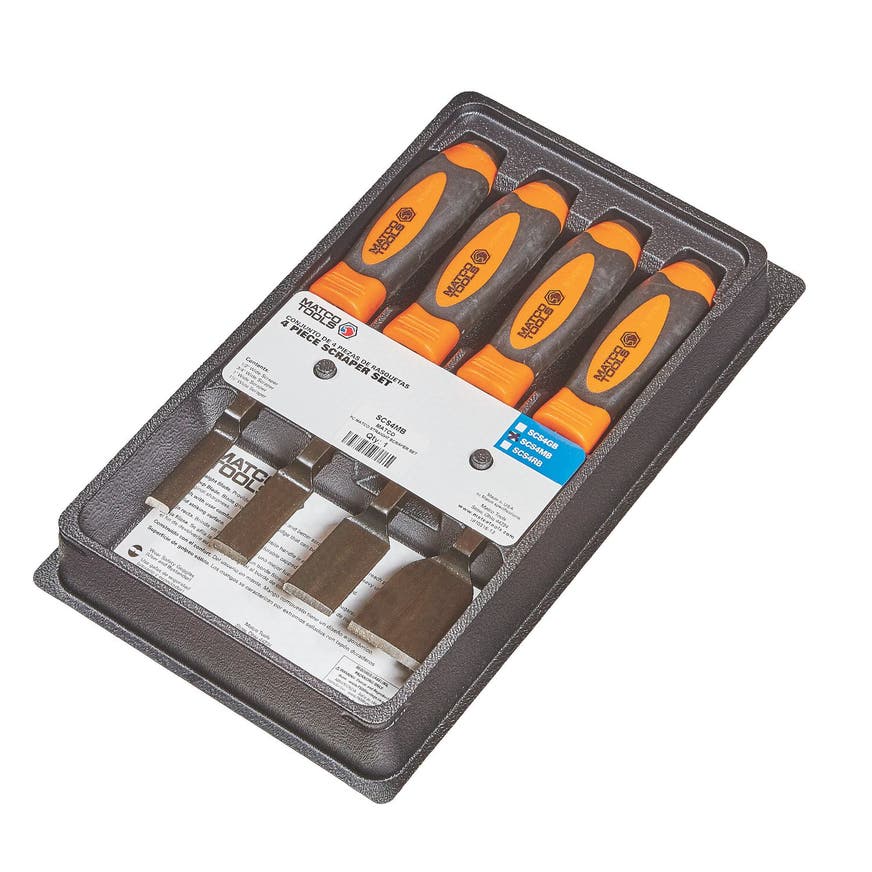 4 PIECE 10" LONG SCRAPER SET - ORANGE SCS4MB | Matco Tools