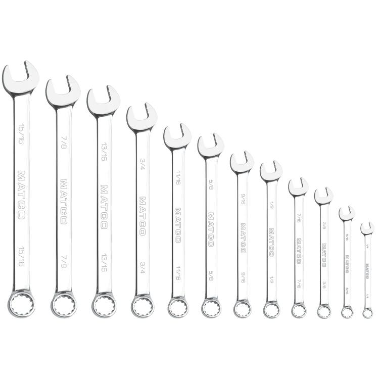 12 PIECE LONG SAE COMBINATION WRENCH SET SMCL122K | Matco Tools