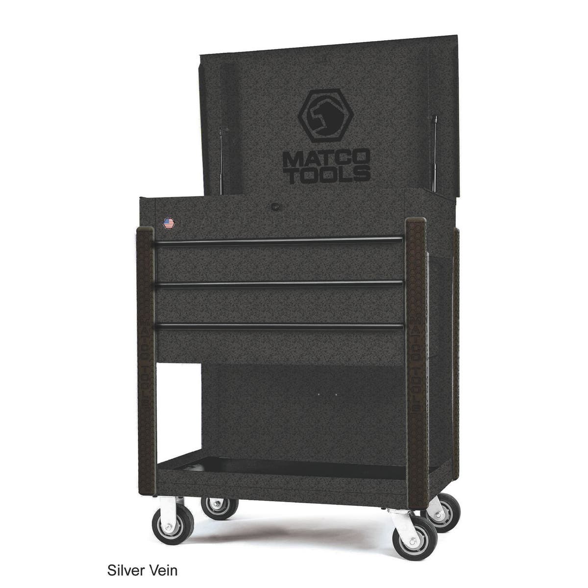 35” x 22” JSC453 ROLLING TOOL CART (SILVER VEIN/BLACK) JSC453-SSB ...