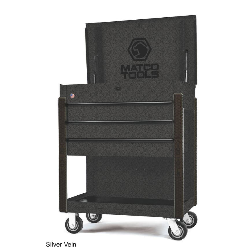 35” x 22” JSC453 ROLLING TOOL CART (SILVER VEIN/BLACK) JSC453-SSB ...