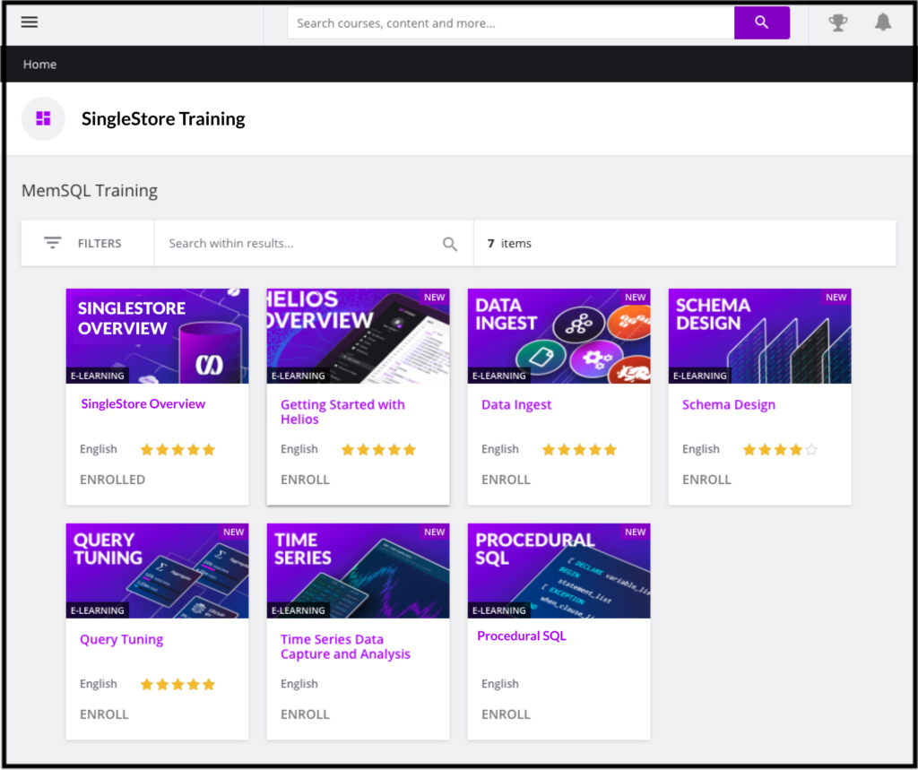 Introducing SingleStore Self-Paced Training