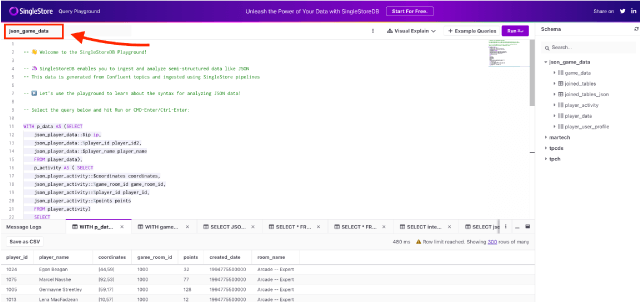The JSON Playground in SingleStoreDB