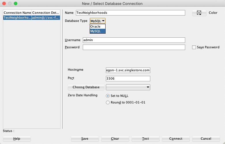 Connect with SQL Developer · SingleStore Documentation Connect with SQL Developer · SingleStore Documentation