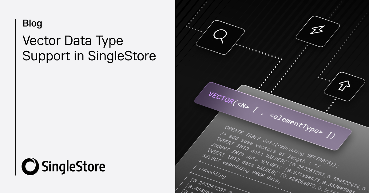 Vector Data Type Support in SingleStore Vector Data Type Support in SingleStore