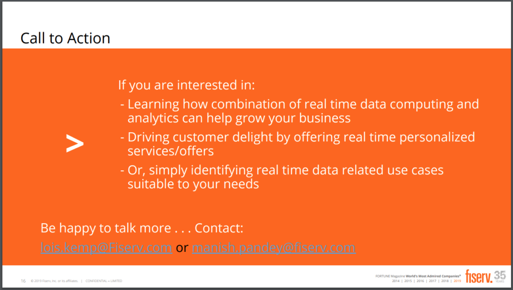 Fiserv on Machine Learning & Real-Time Analytics at Financial Institutions