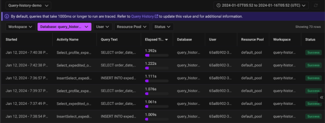 Query History in SingleStore | Build Real-Time Applications with SingleStore