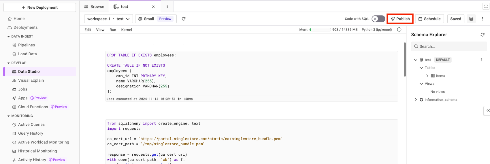 Cloud Functions · Singlestore Documentation