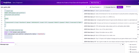 The JSON Playground in SingleStoreDB