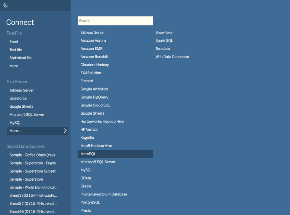 Connect Directly to SingleStore with Tableau 10