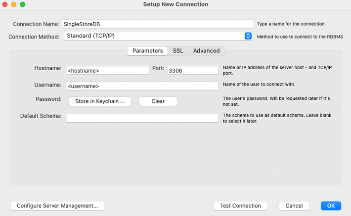 Connect with MySQL Workbench · SingleStore Self-Managed Documentation