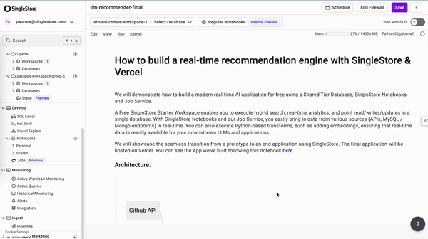How We Built a Real-Time RAG Application for Free With SingleStore and Vercel