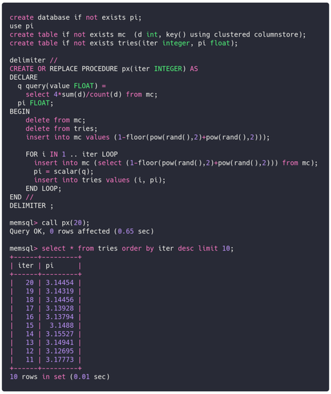 Ways to Compute Pi in SQL