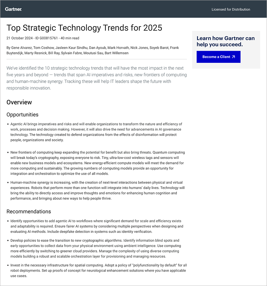 Gartner Top Strategic Technology Trends for 2025: Agentic AI | SingleStore