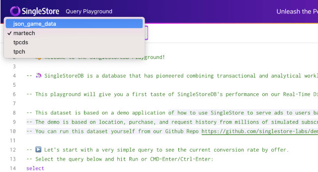 The JSON Playground in SingleStoreDB
