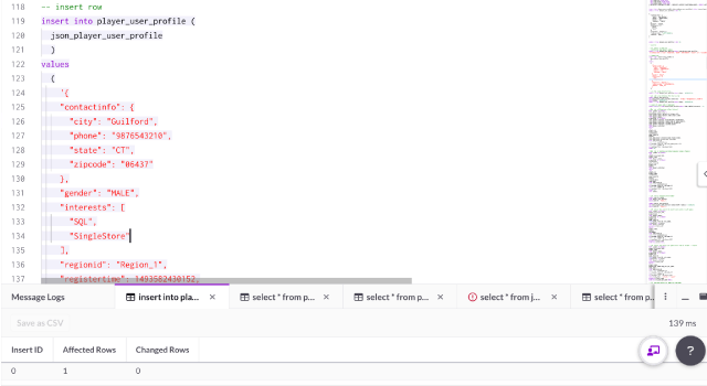 The JSON Playground in SingleStoreDB