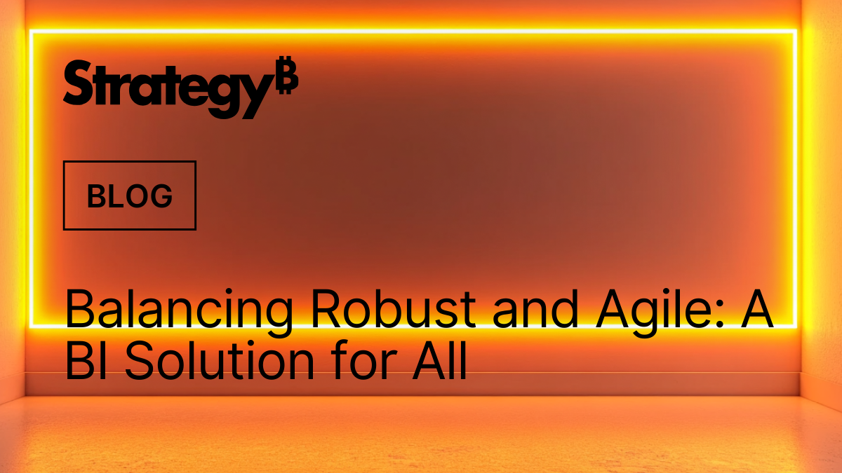 Balancing Robust and Agile: A BI Solution for All Balancing Robust and Agile: A BI Solution for All