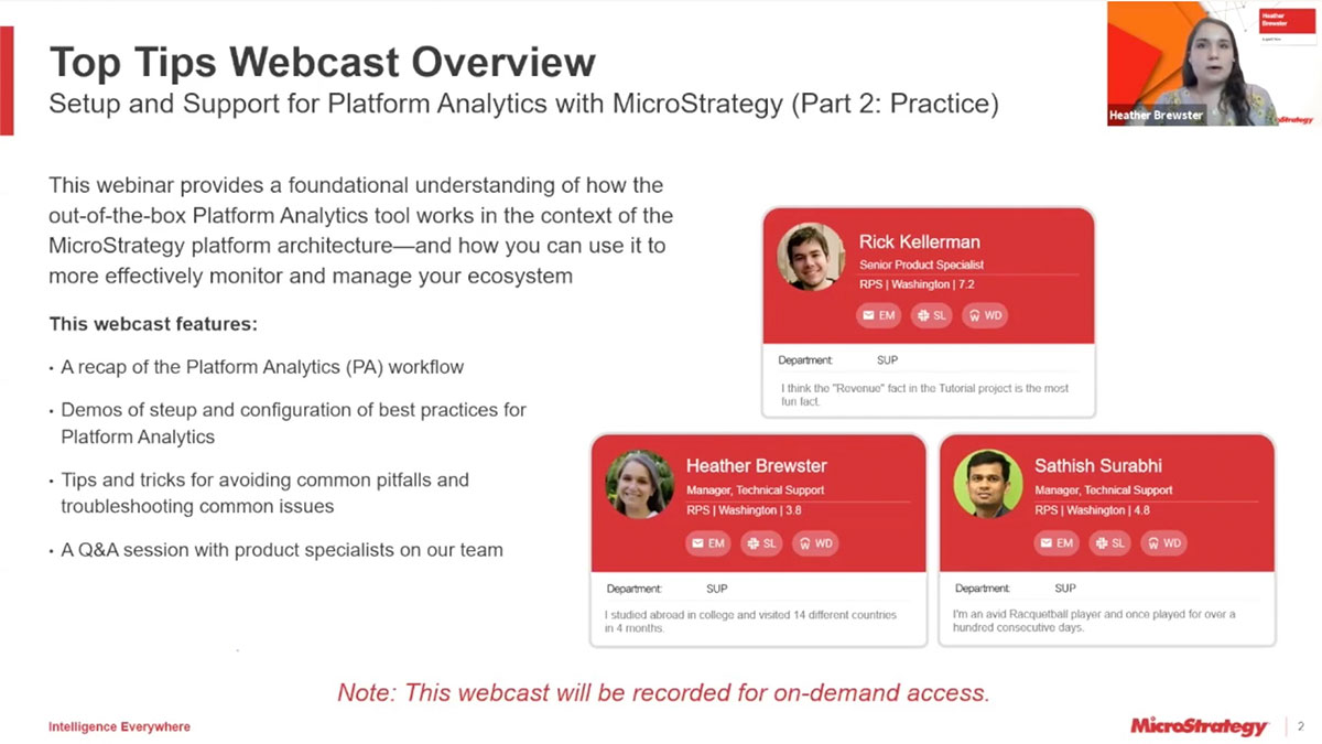 Top Tips: Setup and Support for MicroStrategy Platform Analytics (Part 2: Practice)