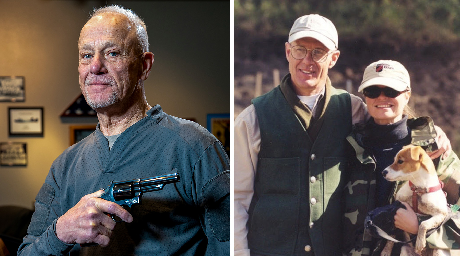 1 picture of Clint Smith holding a revolver and 1 picture of Clint ...