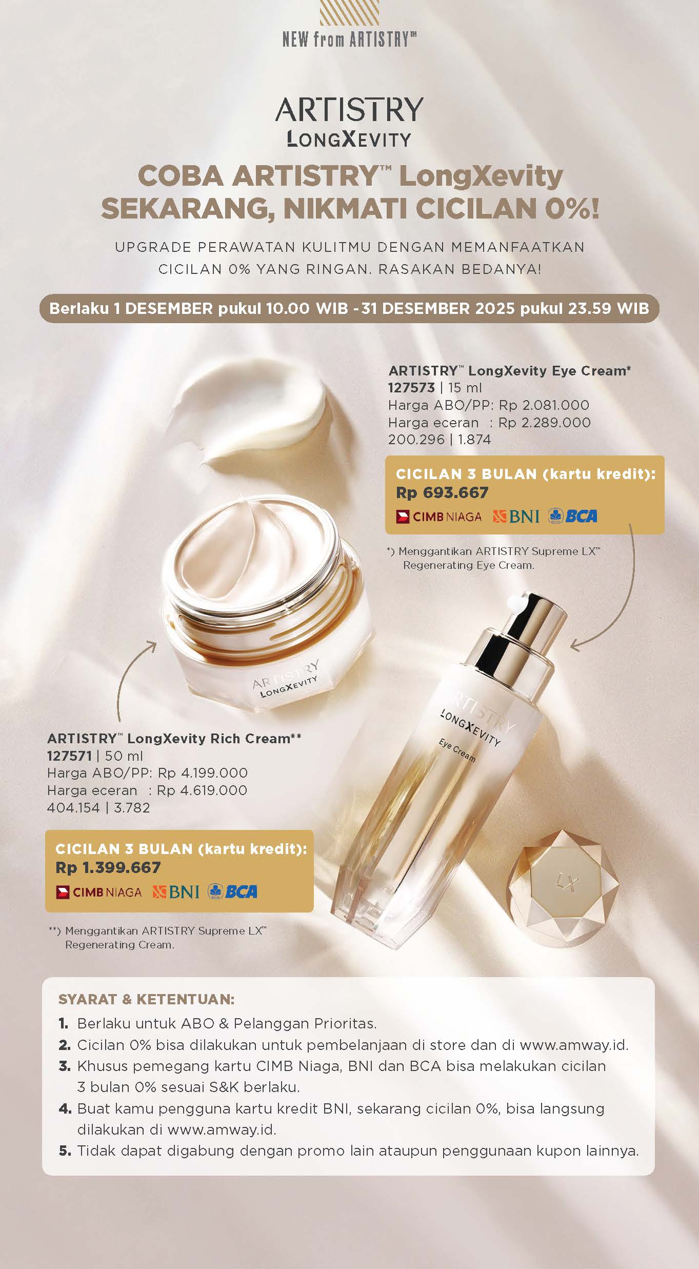 Nikmati Cicilan Artistry Longxevity