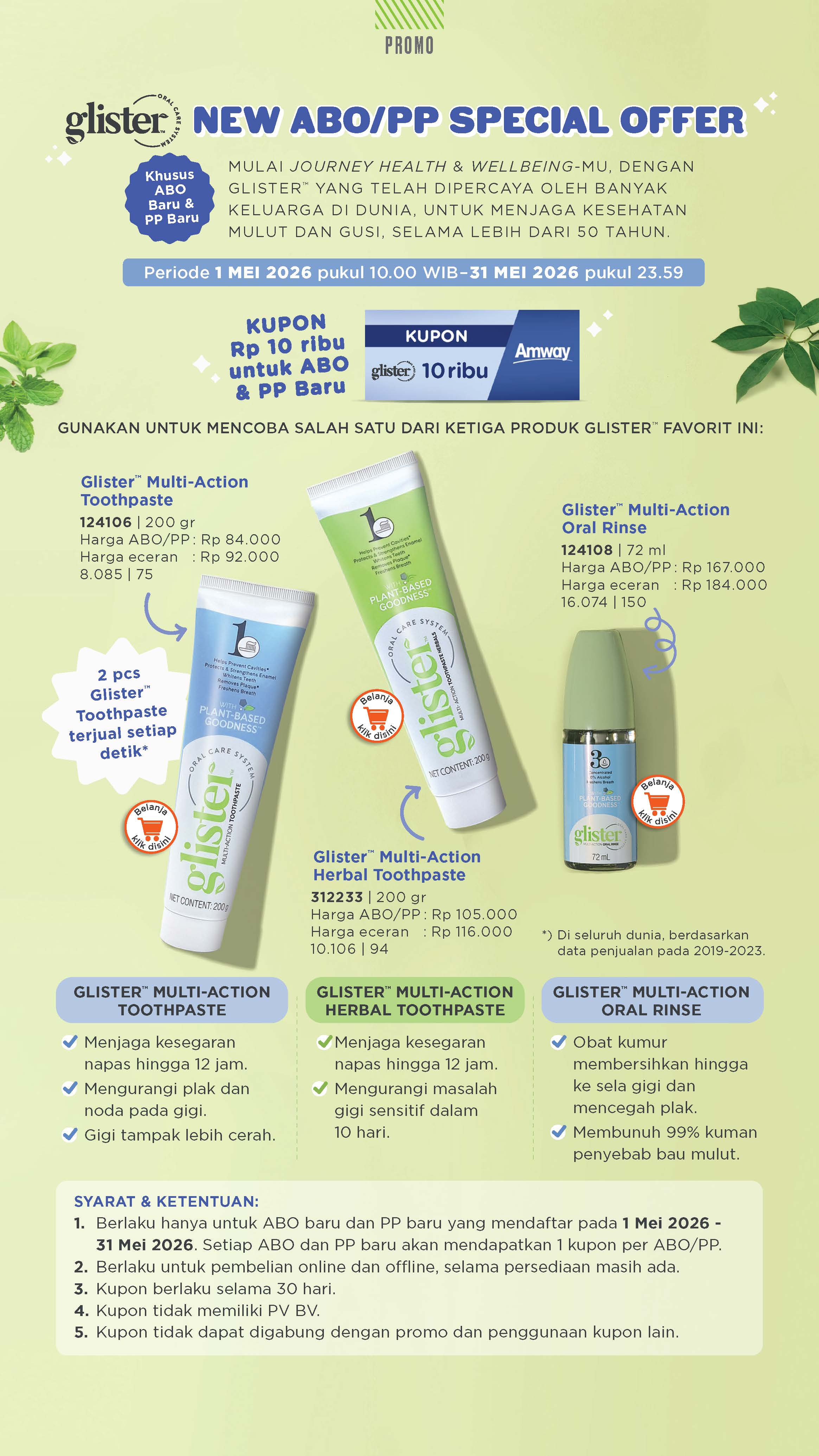 Glister New ABO/PP Special Offer