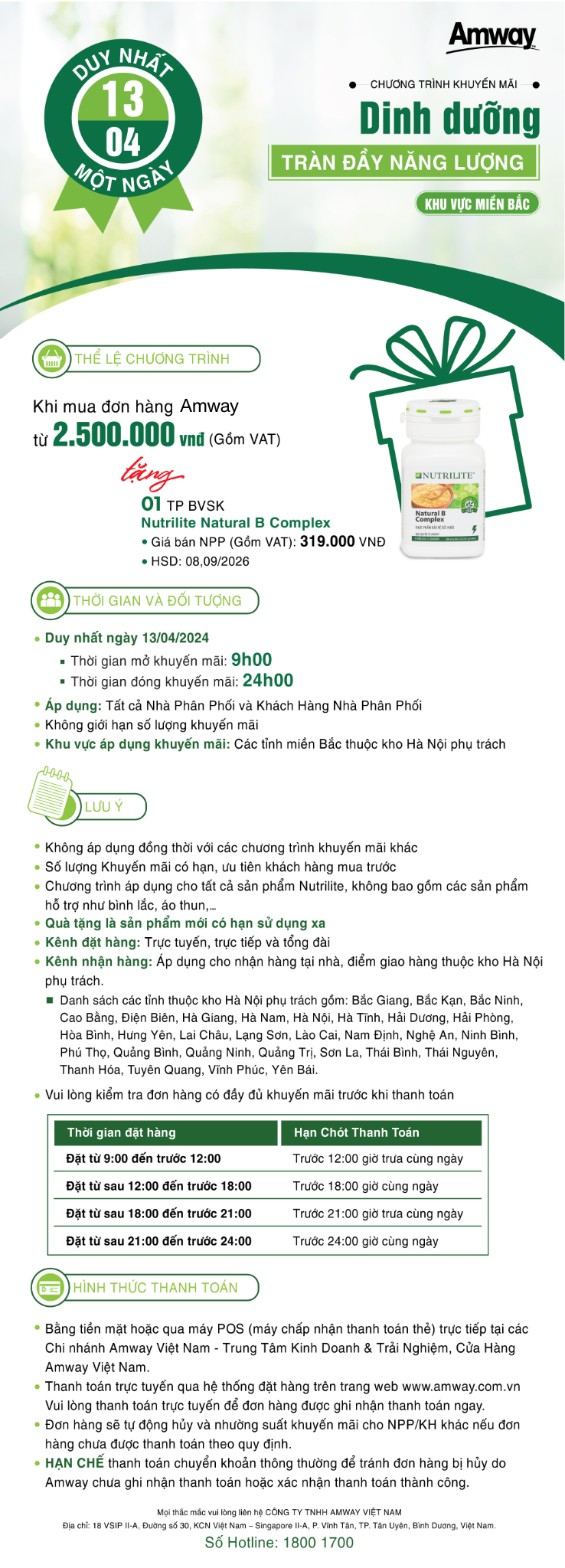 CTKM: TỔNG HỢP CTKM AMWAY KHU VỰC MIẾN BẮC 13/04 | Amway Vietnam