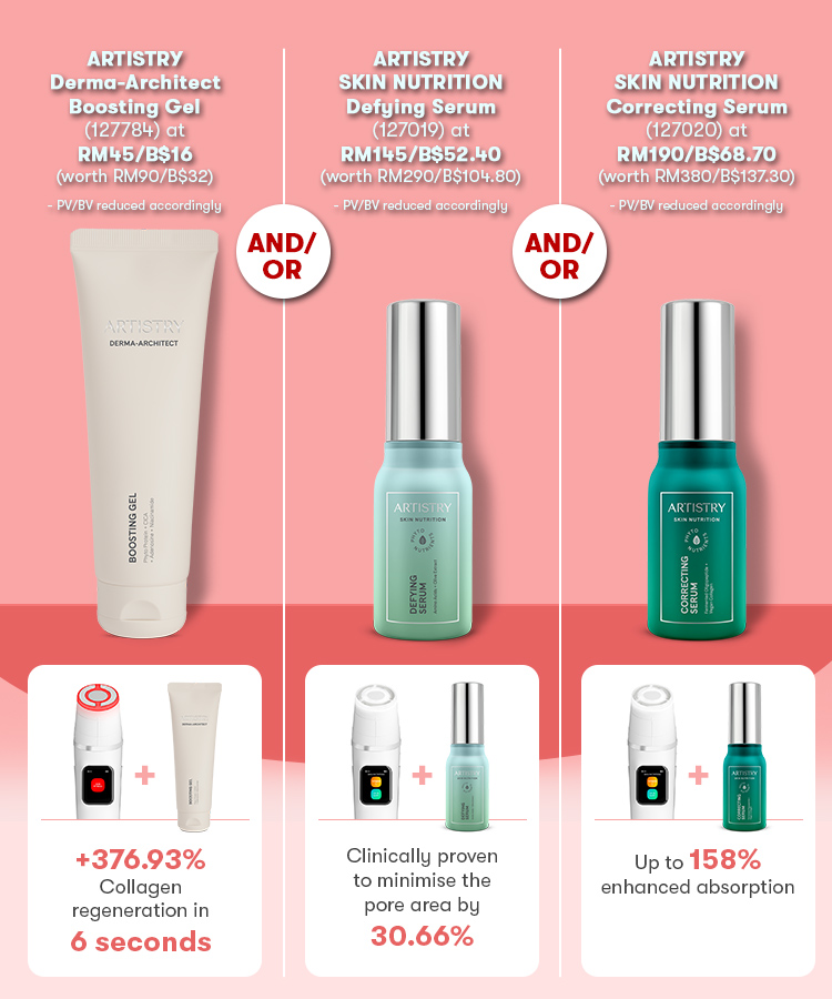 ARTISTRY Derma-Architect PWP 50% Off Boosting Gel, Defying Serum and ...