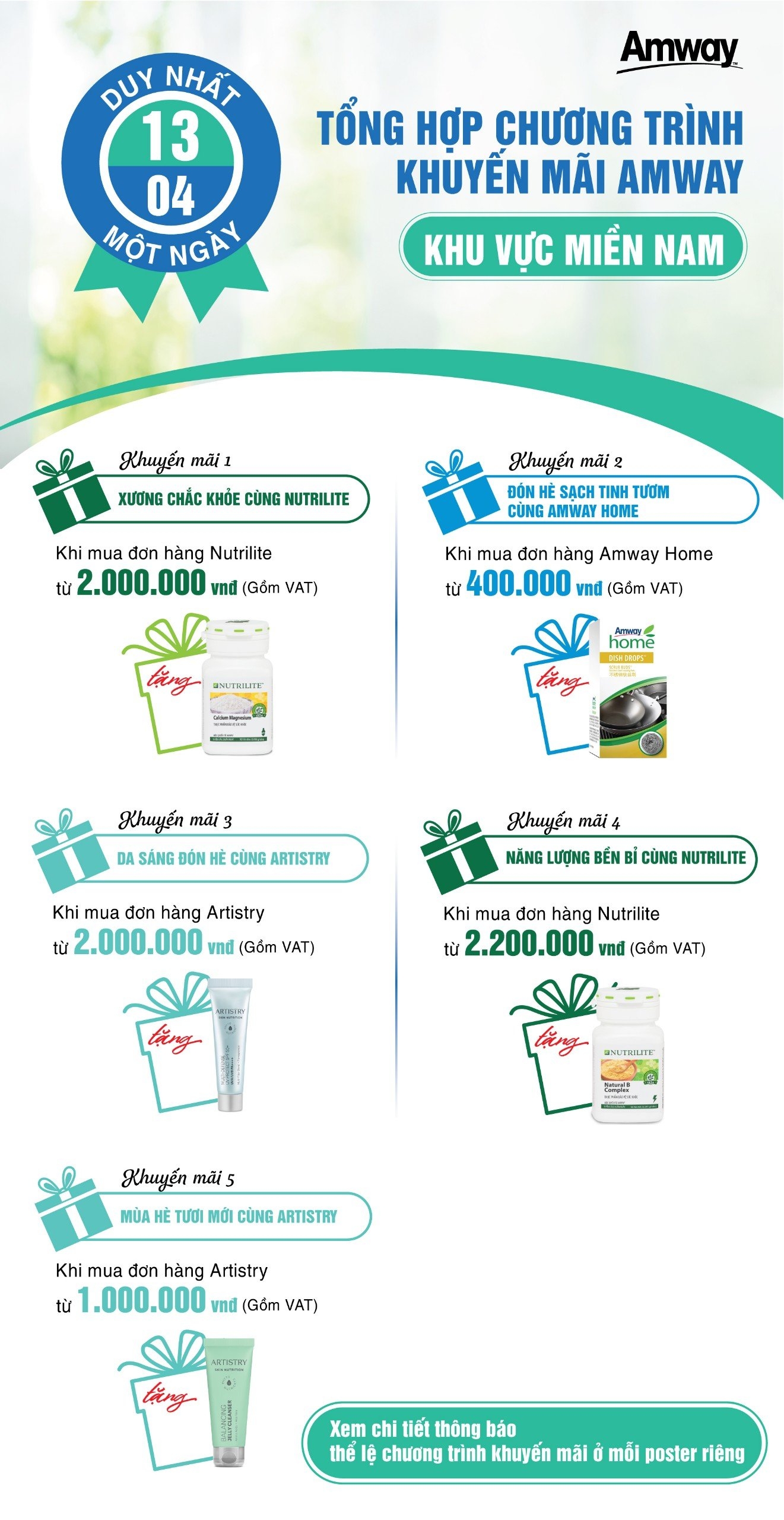 CTKM: TỔNG HỢP CTKM AMWAY KHU VỰC MIẾN NAM 13/04 | Amway Vietnam