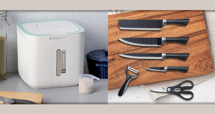 Noxxa Low Sugar Rice Cooker GWP Rice Storage Container AND 6-pc Knife ...